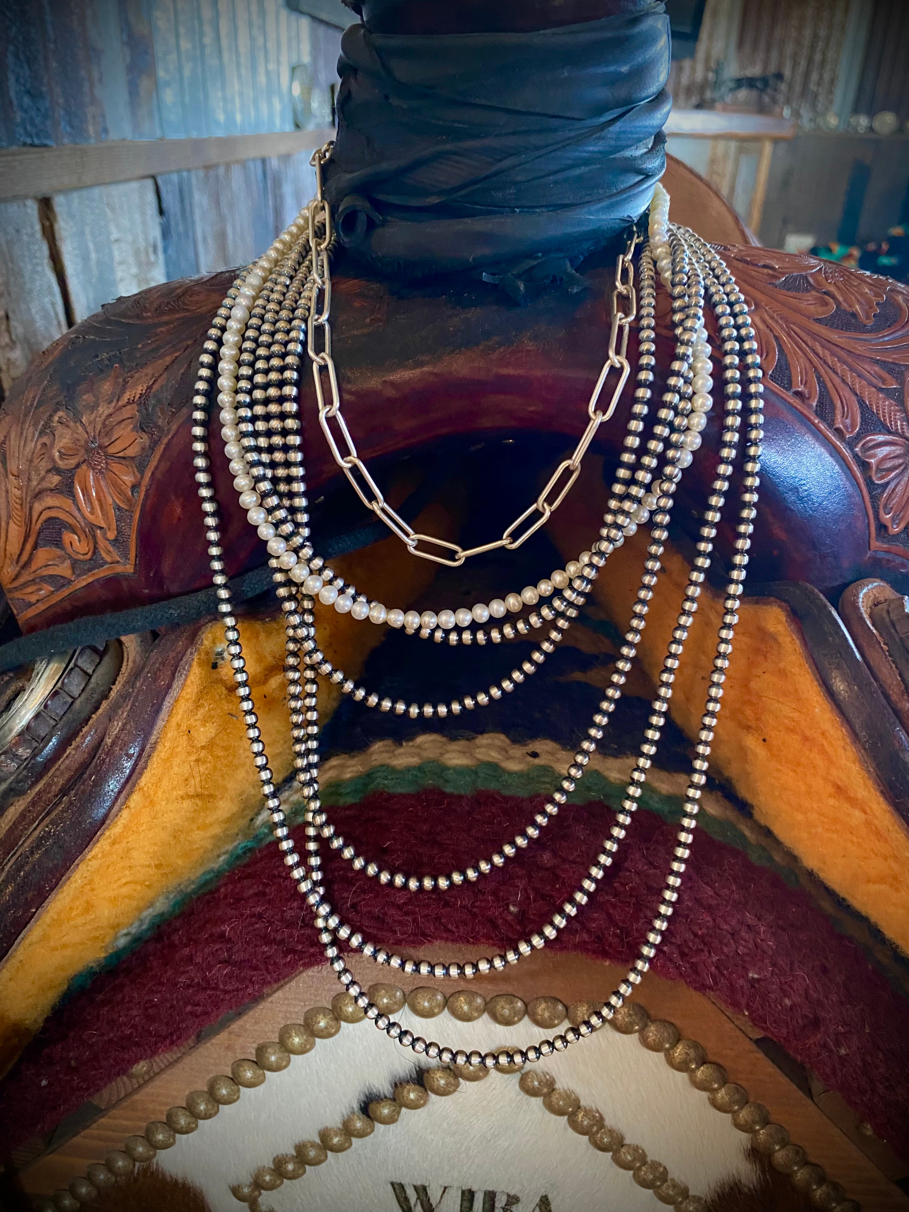 Chains and Navajo Pearls/Beads | Ranch Road Silver By Beau Compton